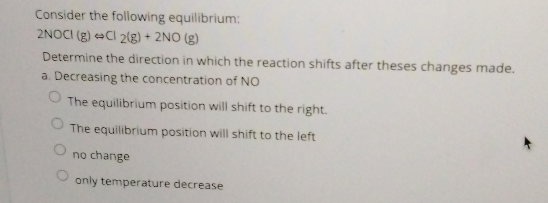 Solved Determine the direction in which the reaction shifts | Chegg.com