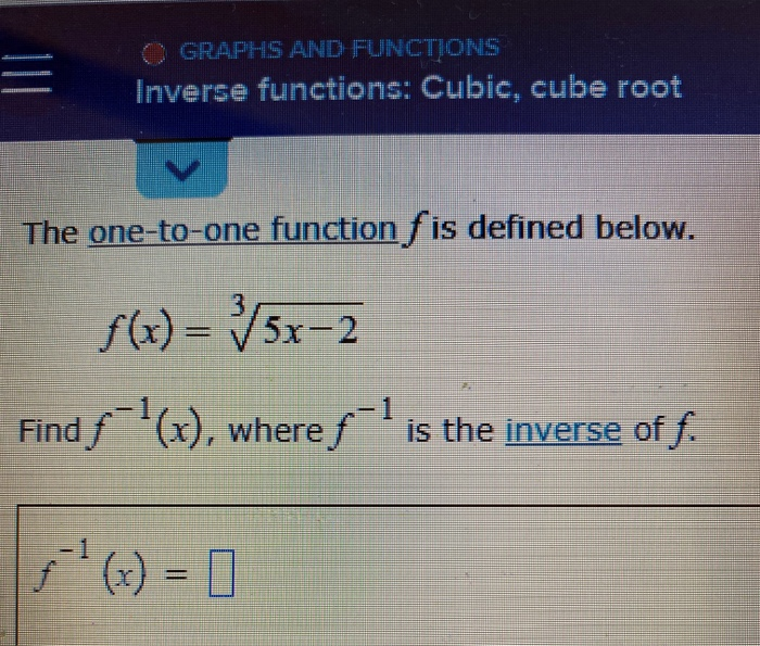 Solved GRAPHS AND FUNCTIONS Inverse functions: Cubic, cube | Chegg.com
