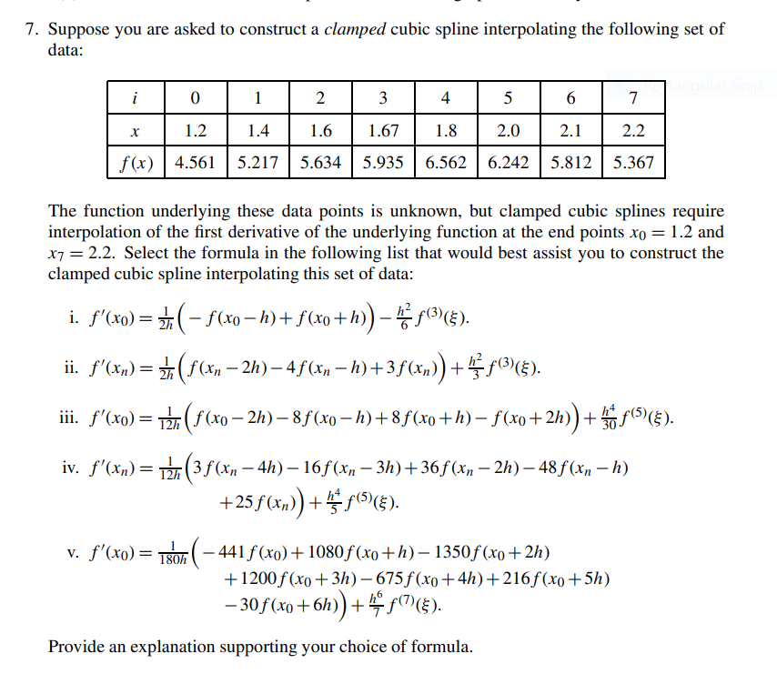 Solved Suppose you are asked to construct a clamped cubic | Chegg.com