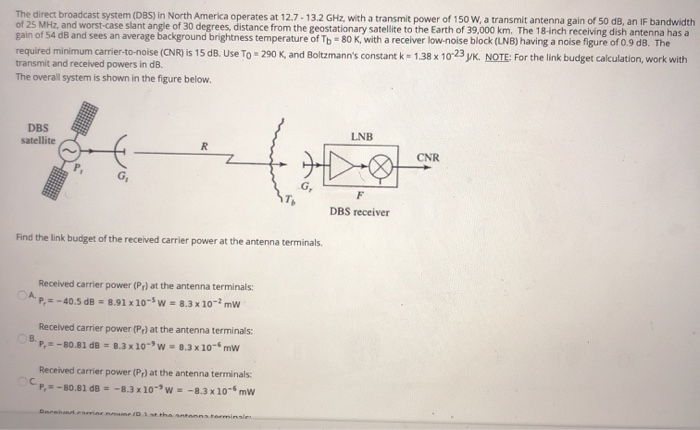 Solved The direct broadcast system (DBS) in North America | Chegg.com
