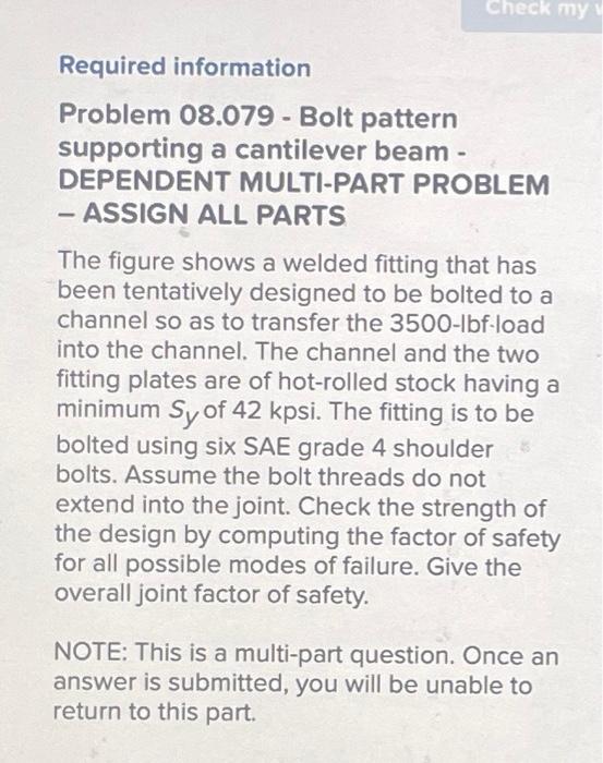 Solved Required information Problem 08.079 - Bolt pattern | Chegg.com