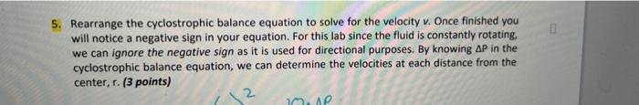 Solved 5. Rearrange the cyclostrophic balance equation to | Chegg.com