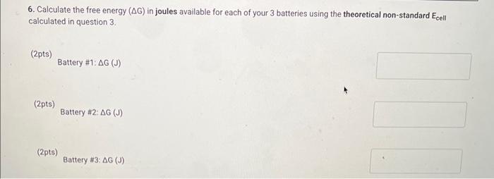 Solved Battery \#1: Anode concentration (M) Battery \#1: | Chegg.com