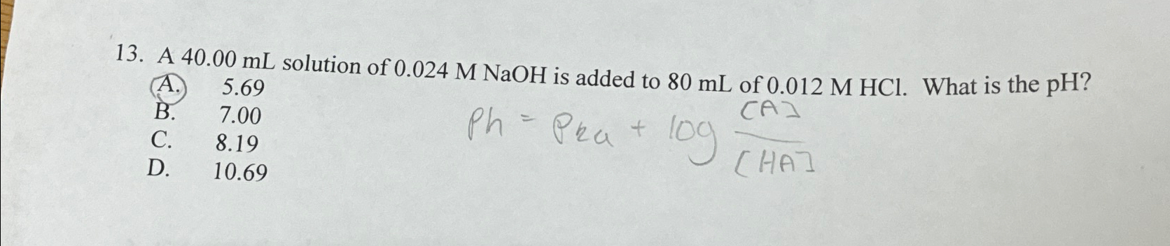 Solved A 40.00mL ﻿solution of 0.024M ﻿NaOH is added to 80mL | Chegg.com