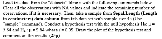 Solved Load iris data from the "datasets" library with the | Chegg.com