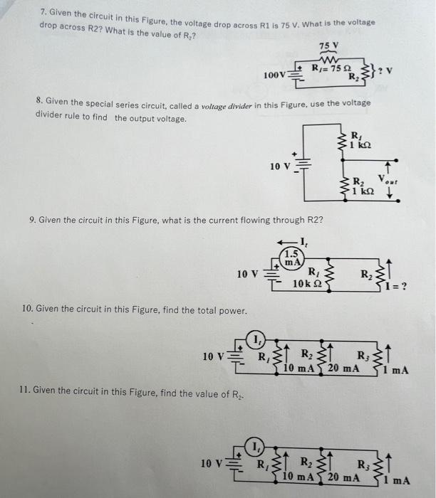 Solved 7. Given the circuit in this Figure, the voltage drop | Chegg.com