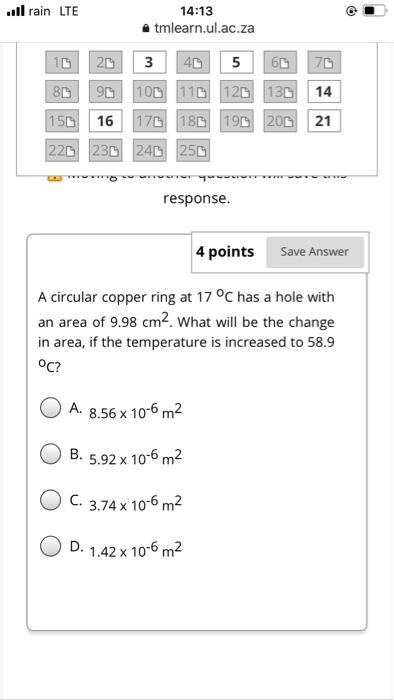Solved ...Il rain LTE 14:13 tmlearn.ul.ac.za 20 3 5 60 70 8L | Chegg.com
