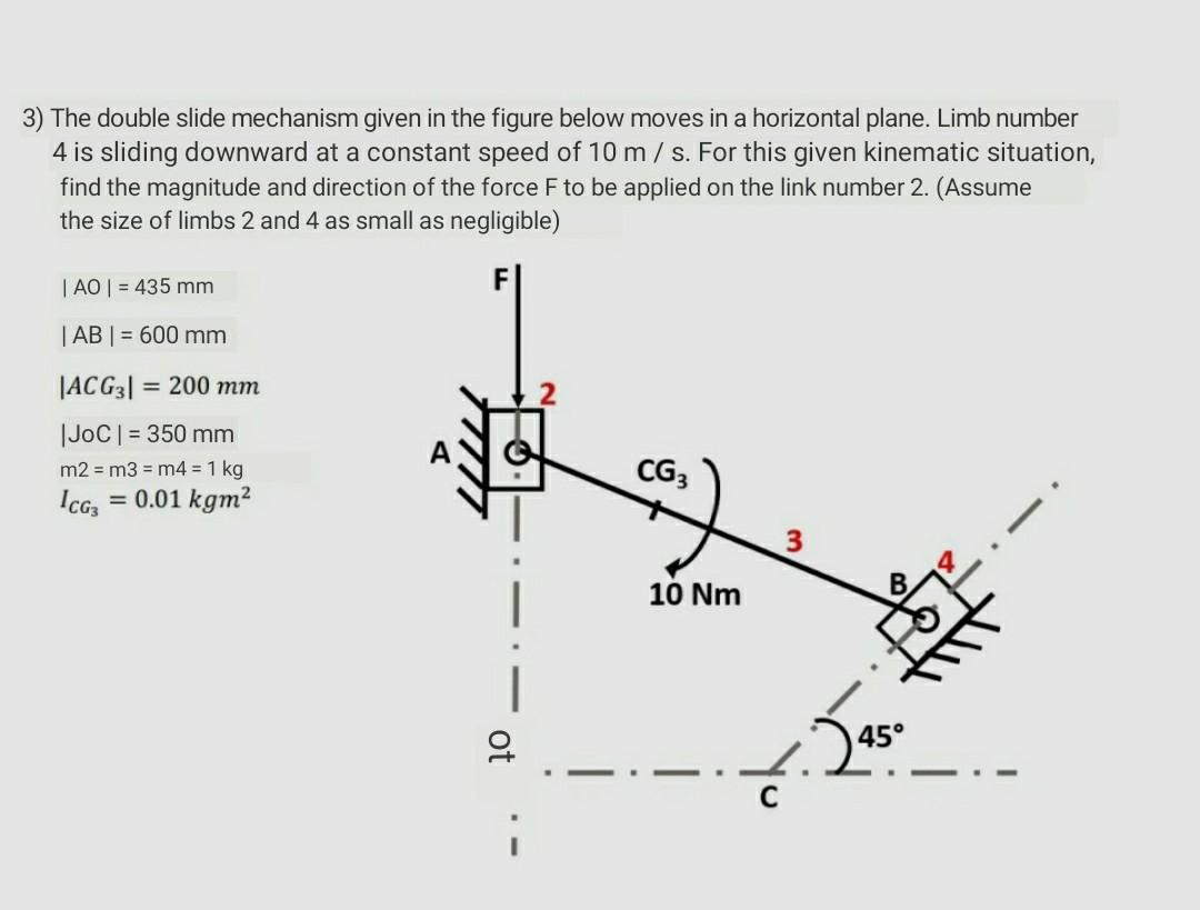 Solved 3) The double slide mechanism given in the figure | Chegg.com
