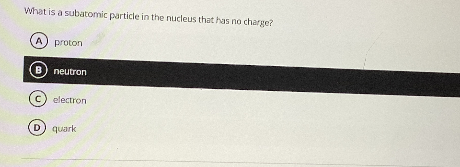 Solved What is a subatomic particle in the nucleus that has | Chegg.com