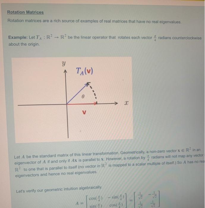 Solved Rotation Matrices Rotation matrices are a rich source | Chegg.com Solved Rotation Matrices Rotation matrices are a rich source | Chegg.com