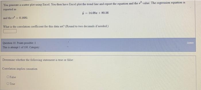 Solved You generate a scatter plot using Excel. You then | Chegg.com