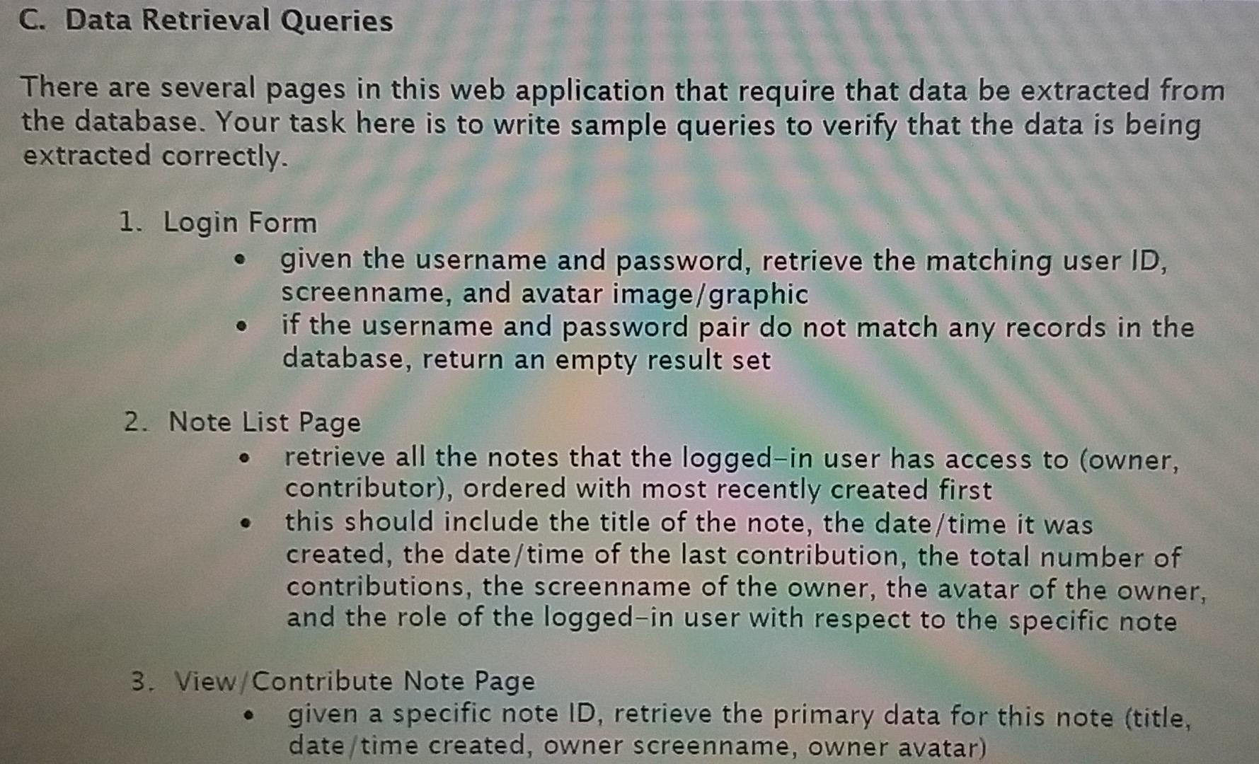 Solved C. Data Retrieval Queries There are several pages in | Chegg.com