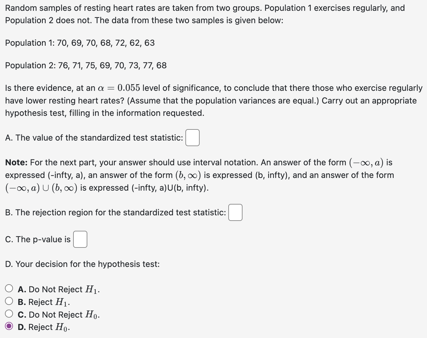 Solved Random samples of resting heart rates are taken from | Chegg.com