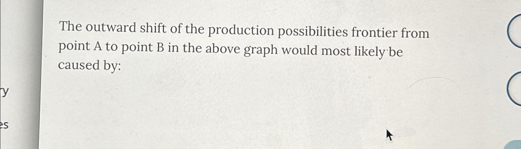 Solved The outward shift of the production possibilities | Chegg.com