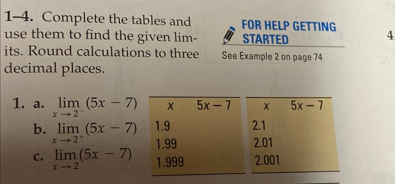 Solved 1-4. ﻿Complete the tables and use them to find the | Chegg.com