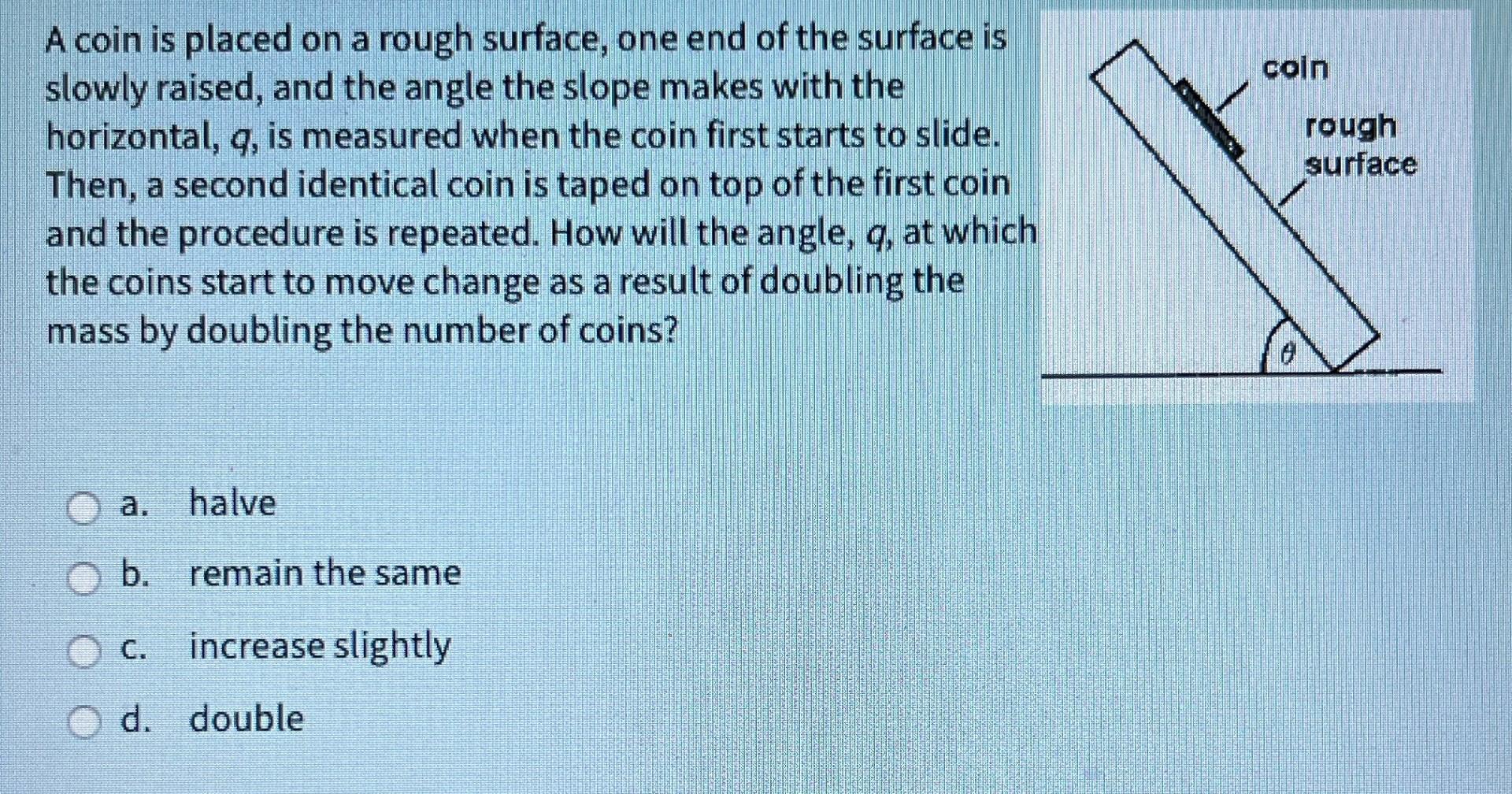 Solved A coin is placed on a rough surface, one end of the | Chegg.com