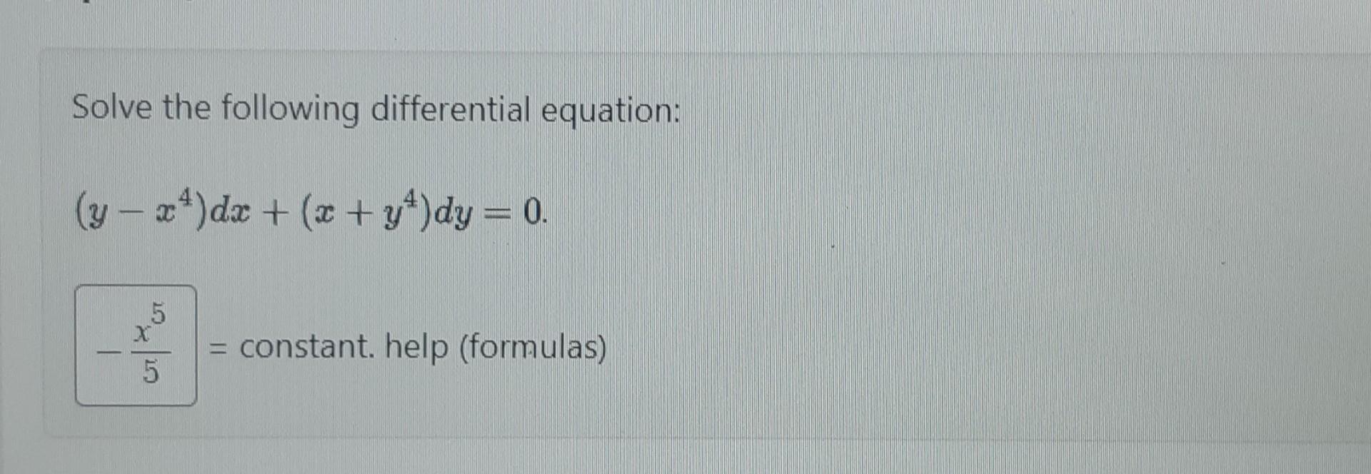 Solved Solve the following differential equation: | Chegg.com