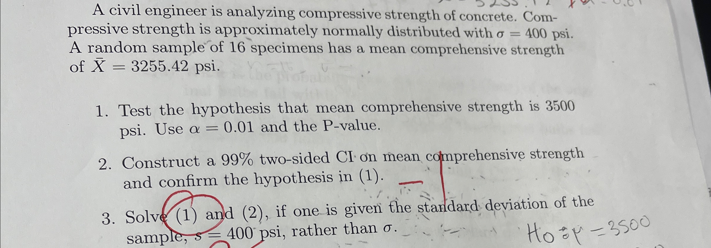 Solved A civil engineer is analyzing compressive strength of | Chegg.com