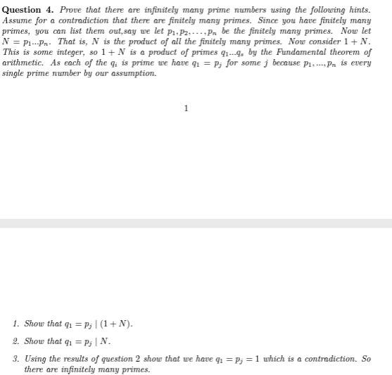 Solved Question 4. Prove that there are infinitely many | Chegg.com