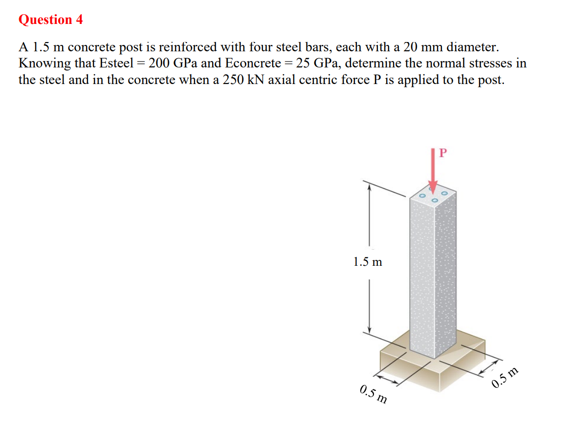 Solved Question 4A 1.5m ﻿concrete post is reinforced with | Chegg.com