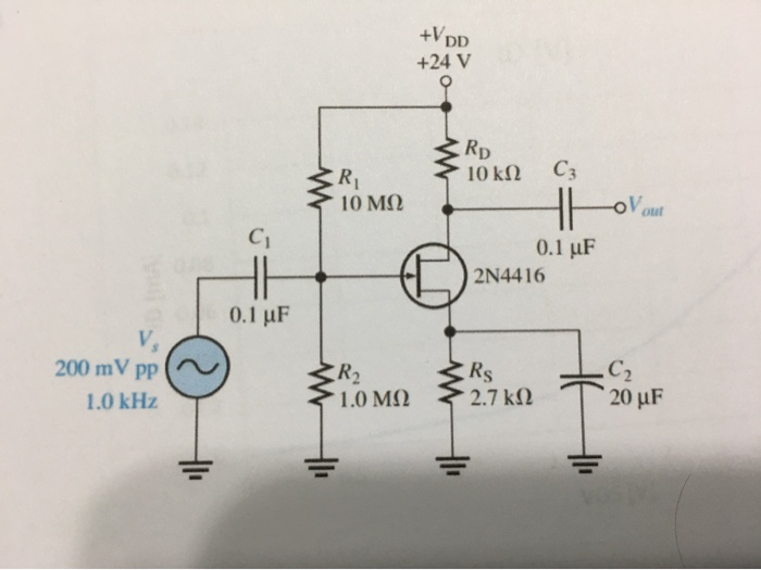 Solved For the Common Source amplifier, assume VGS = -2V and | Chegg.com