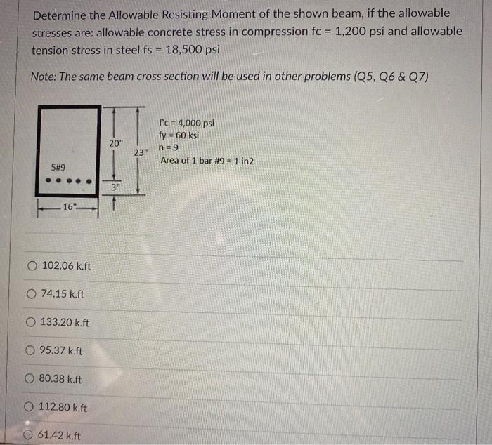 Solved Determine the Allowable Resisting Moment of the shown | Chegg.com
