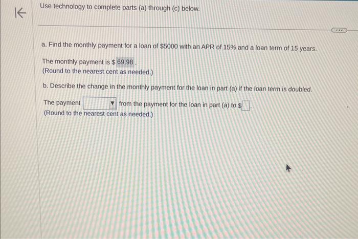 Solved Use technology to complete parts (a) through (c) | Chegg.com