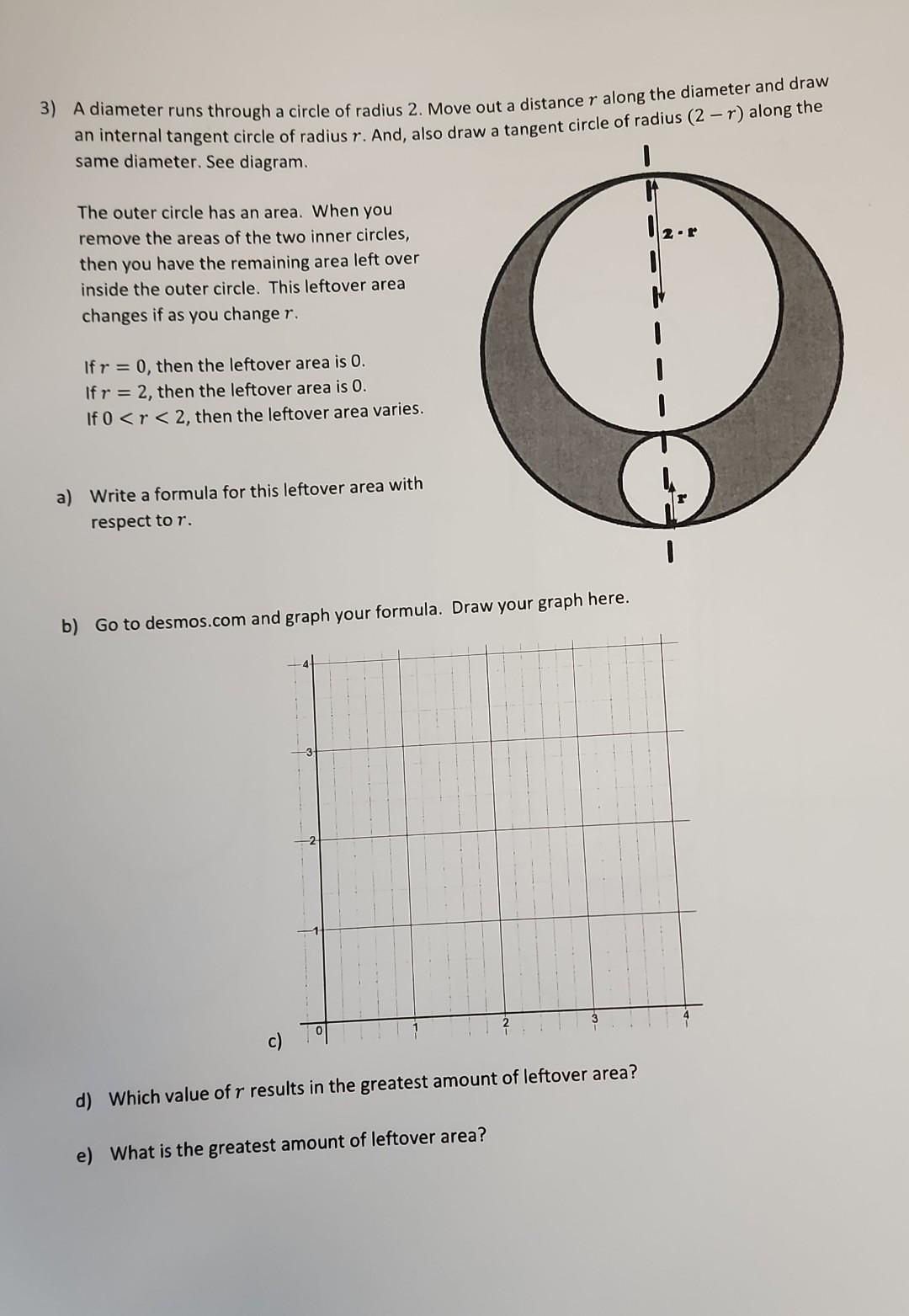 Solved 3) A diameter runs through a circle of radius 2 . | Chegg.com