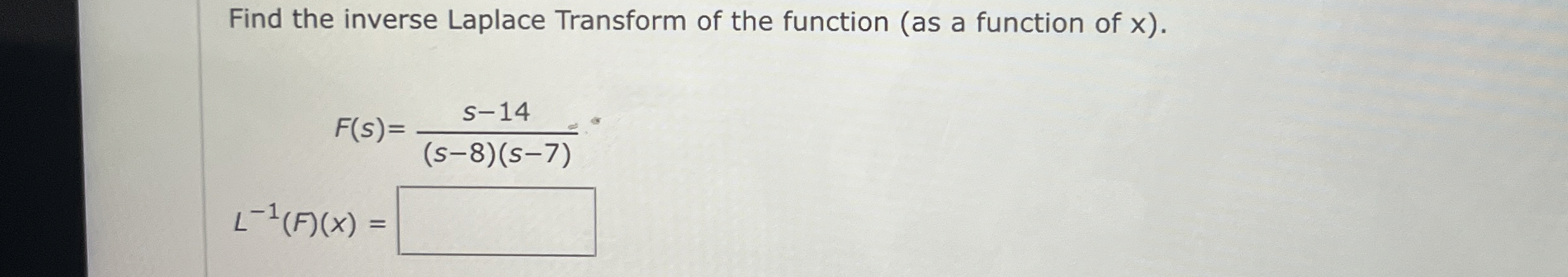 Solved Find the inverse Laplace Transform of the function | Chegg.com