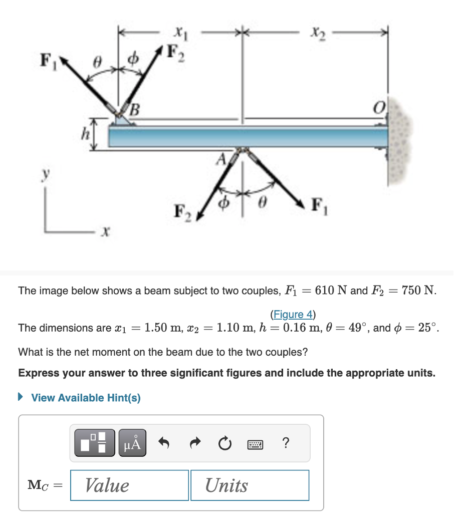 Solved The image below shows a beam subject to two couples, | Chegg.com