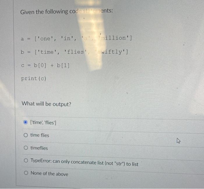 Solved Given the following code atements: books = ['math', | Chegg.com