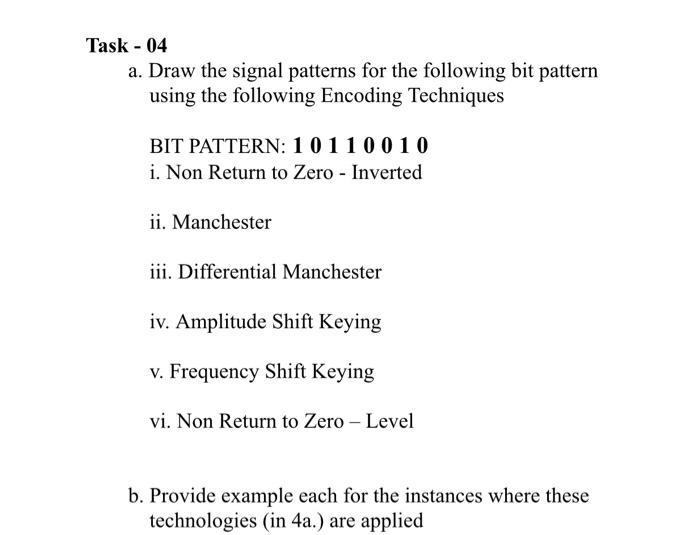 ask - 04 a. Draw the signal patterns for the | Chegg.com