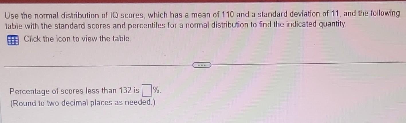 Solved Use the normal distribution of IQ scores, which has a | Chegg.com