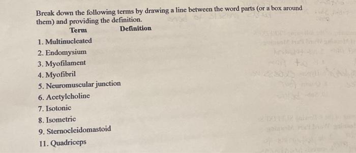 Solved Break down the following terms by drawing a line | Chegg.com