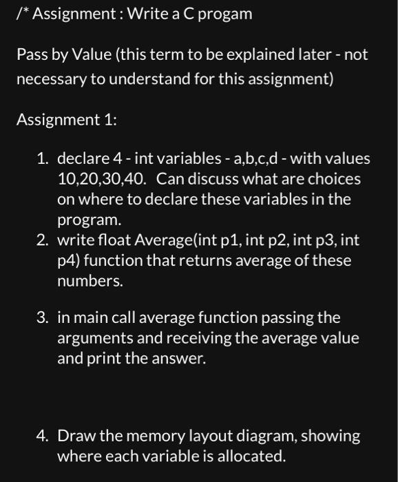 Solved Pass by Value (this term to be explained later - not | Chegg.com