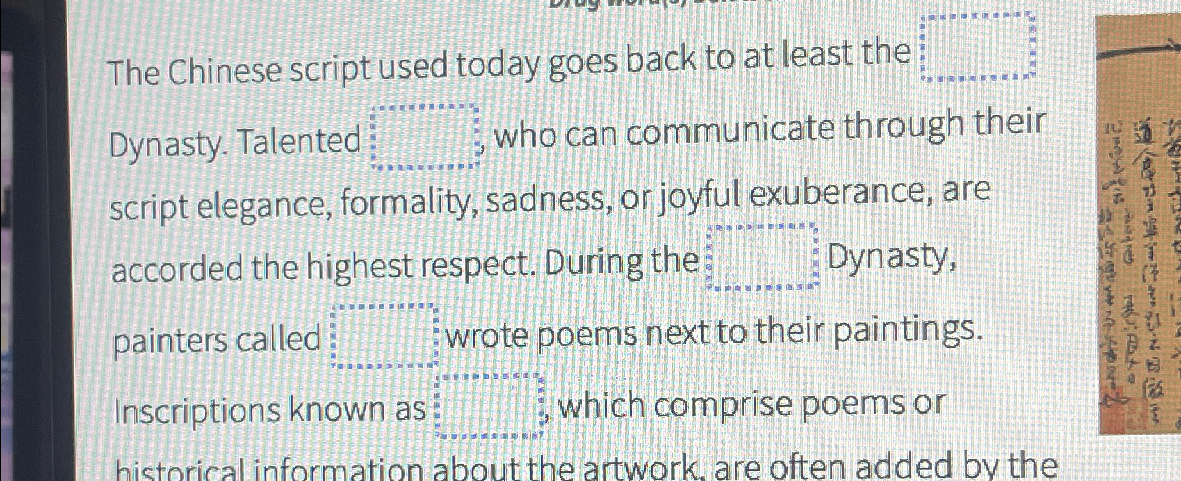 Solved The Chinese script used today goes back to at least | Chegg.com