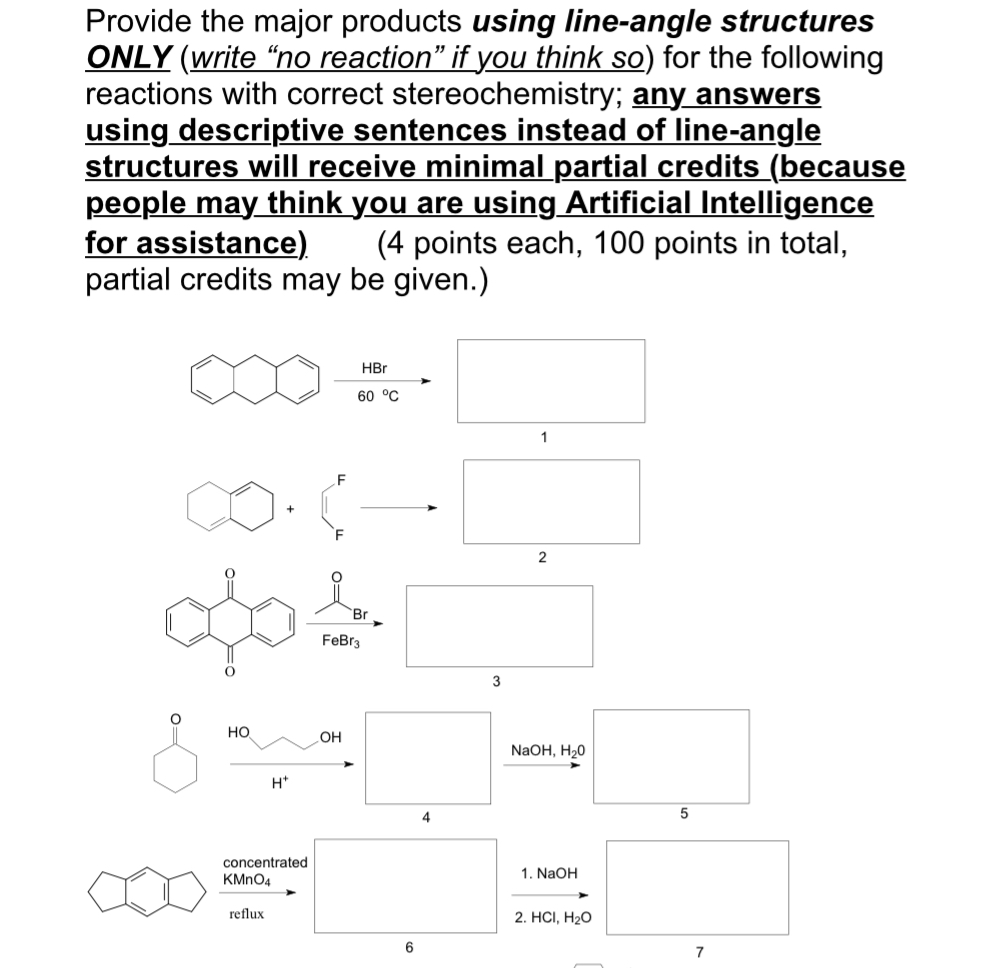 Provide the major products using line-angle | Chegg.com
