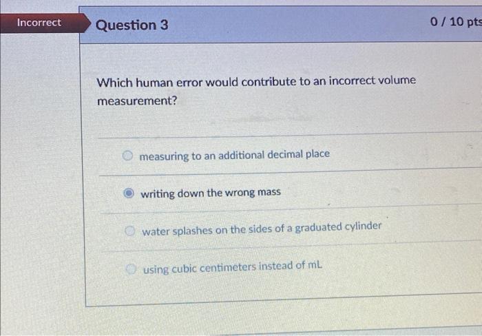 Solved Which human error would contribute to an incorrect | Chegg.com