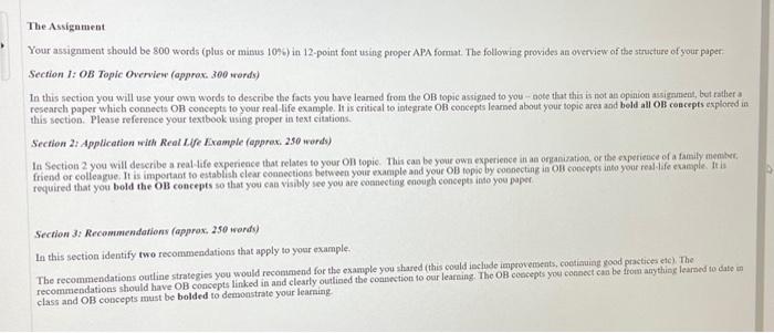 Solved The Assigament Your assignment should be 800 words | Chegg.com