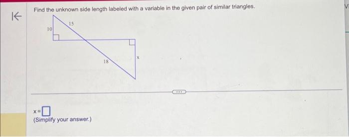 Solved K Find the unknown side length labeled with a | Chegg.com