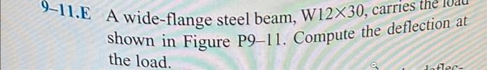 [Solved]: shown in Figure P9-11. Compute the deflection at