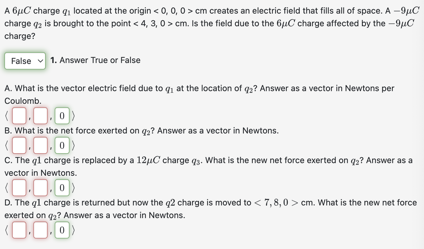 Solved A 6 ﻿uC charge q1 ﻿located at the origin | Chegg.com