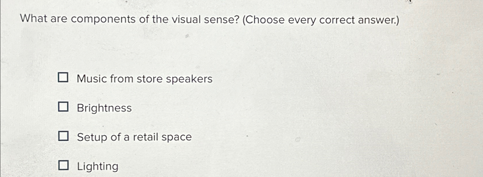 Solved What are components of the visual sense? (Choose | Chegg.com