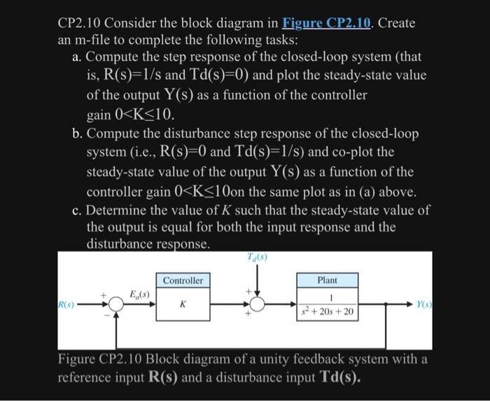 Solved CP2.10 Consider the block diagram in Figure CP2.10. | Chegg.com