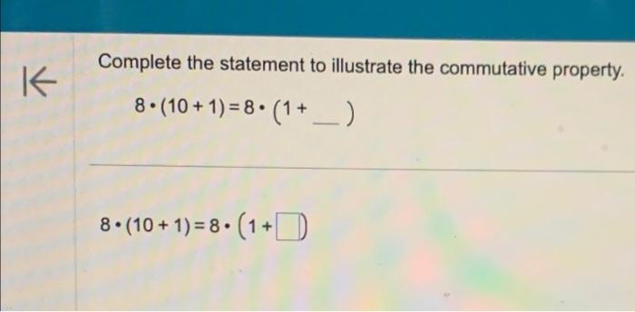 Solved Complete the statement to illustrate the commutative | Chegg.com
