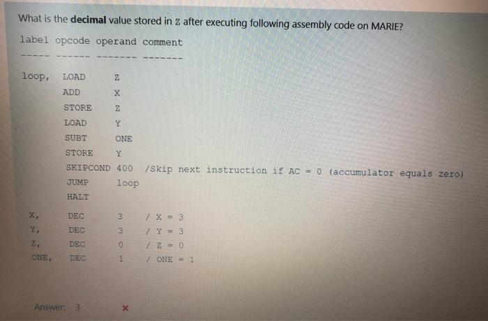 Solved What is the decimal value stored in z after executing | Chegg.com