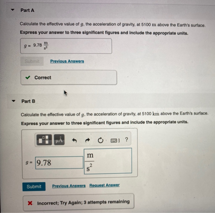 Solved Part A Calculate the effective value of g, the | Chegg.com