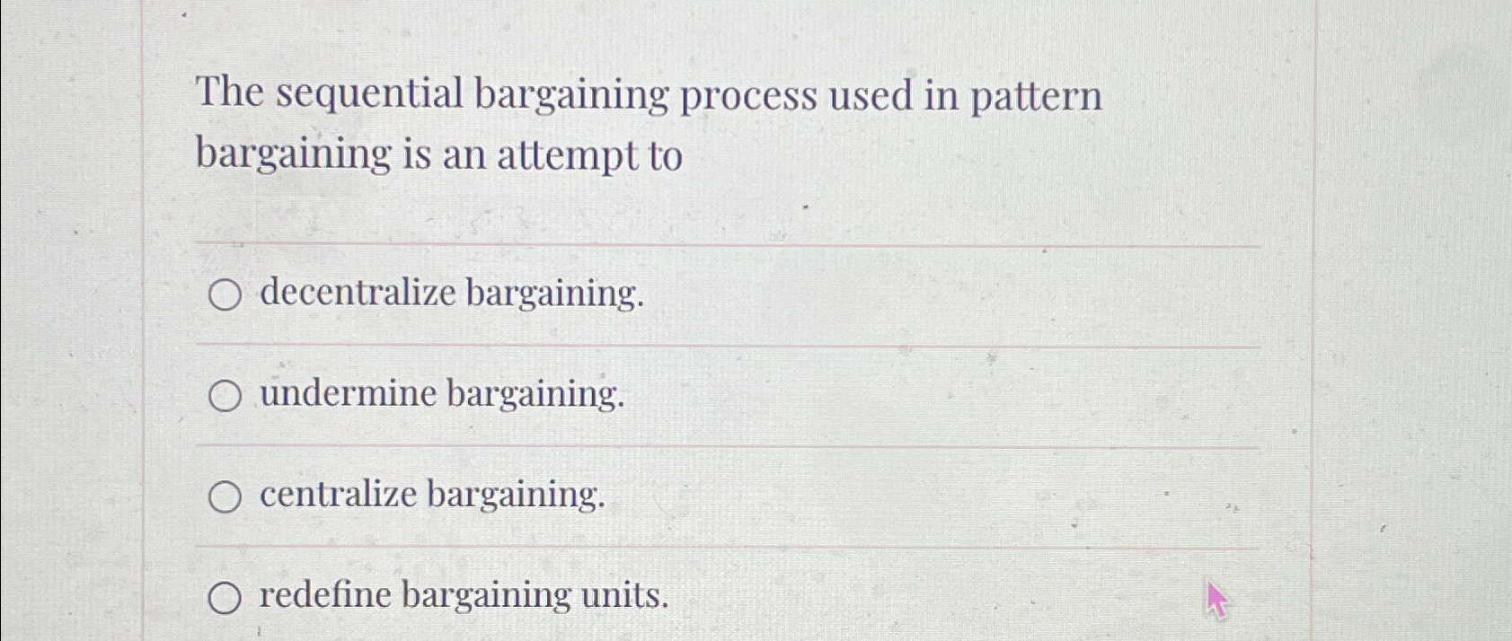 Solved The sequential bargaining process used in pattern | Chegg.com