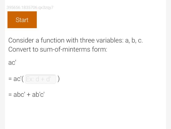 Solved Jump to level 1 d(c+b′)=cd+ Enter terms with literals | Chegg.com