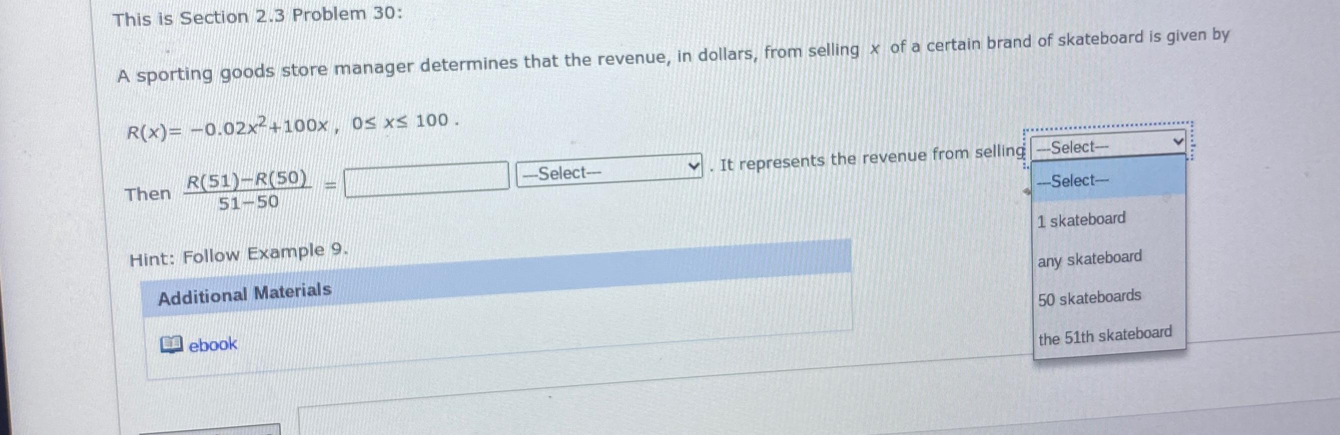 Solved This is Section 2.3 ﻿Problem 30:A sporting goods | Chegg.com
